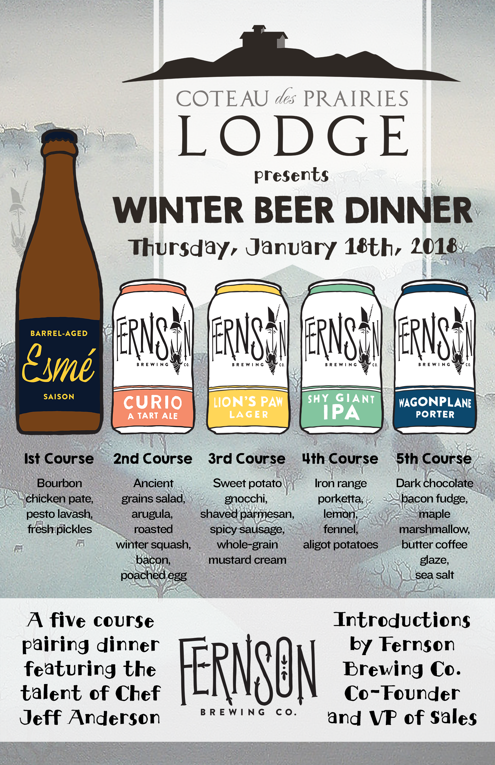 Fernson Beer Dinner Poster web | Coteau des Prairies Lodge
